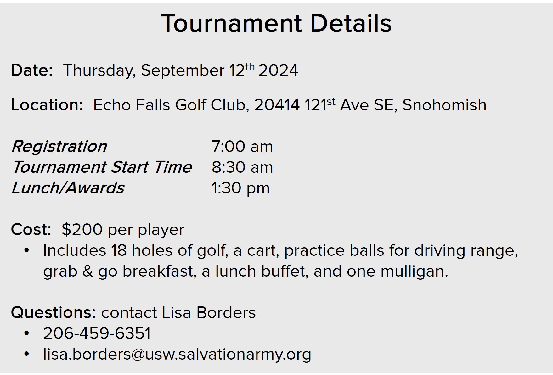 The Red Shield Classic to benefit The Salvation Army's Addiction ...