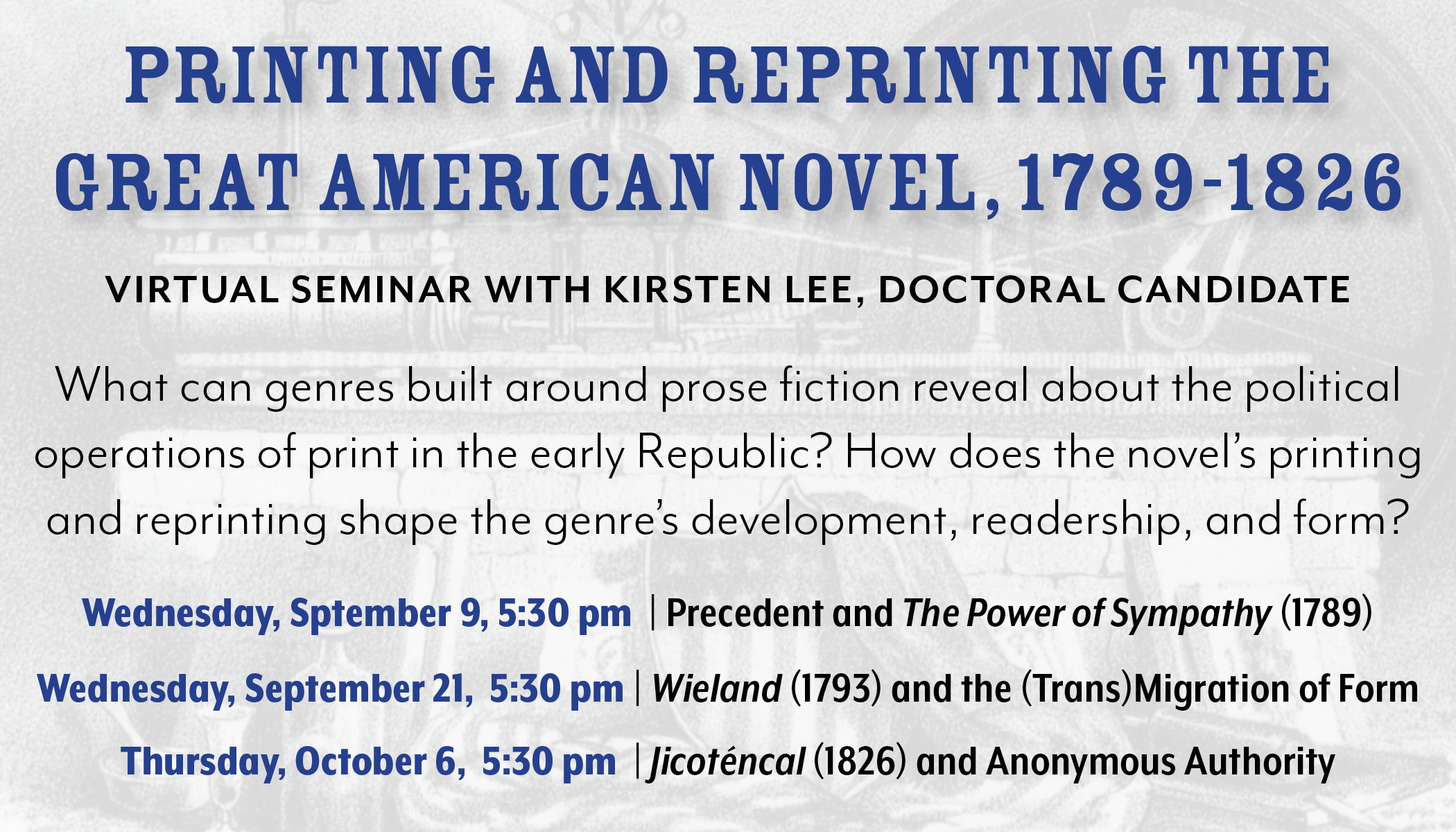 Printing and Reprinting the Great American Novel, 1789-1826 - Campaign