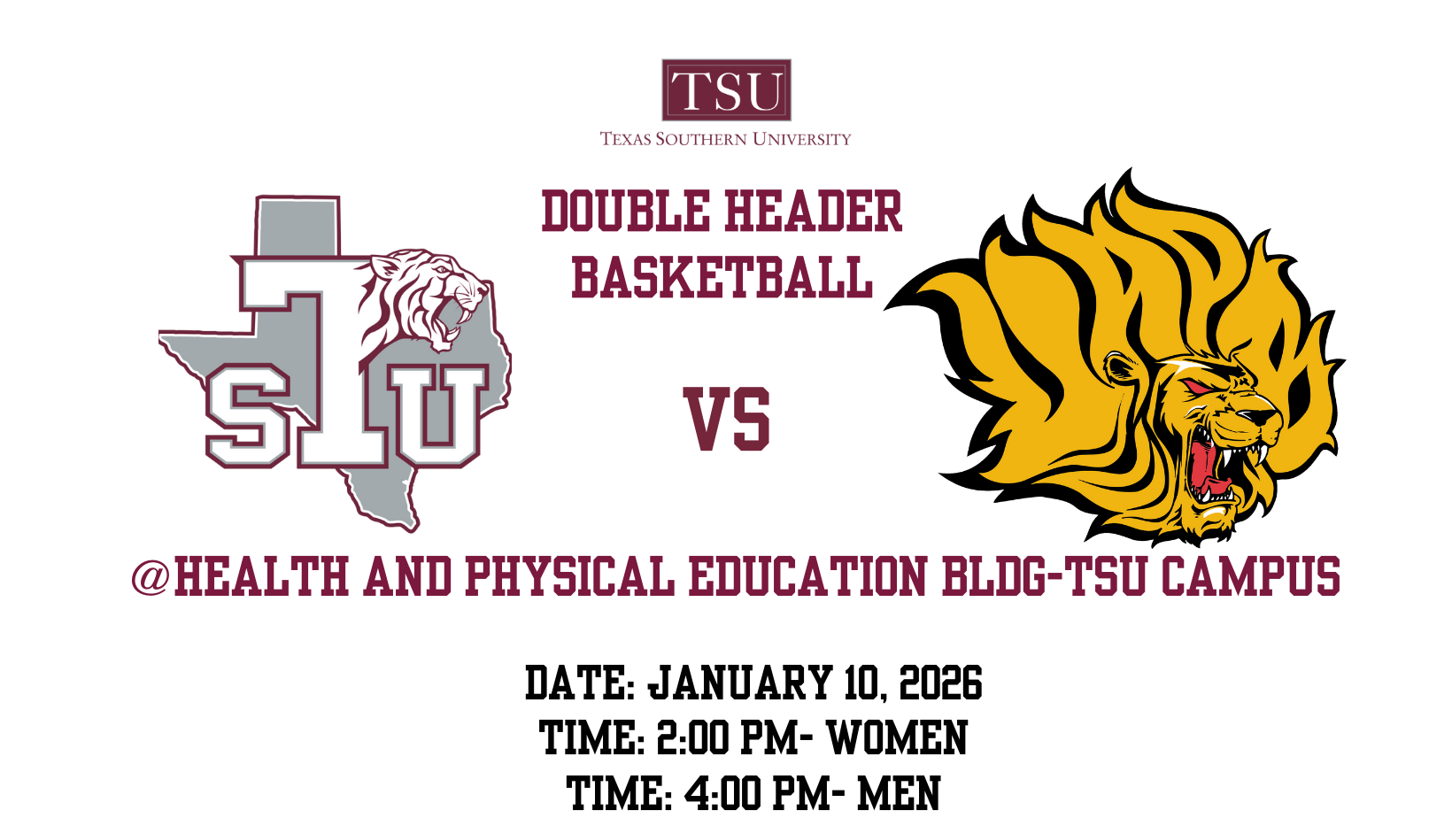 TSU Double Header Basketball – Ark.-Pine Bluff vs Texas Southern ...